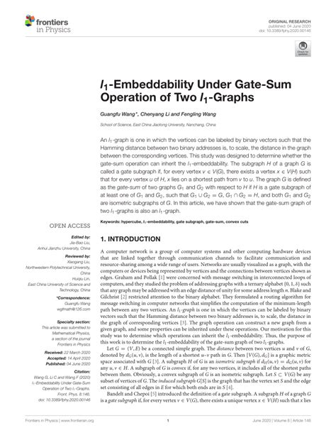 pdf l1 embeddability under gate sum operation of two l1 graphs