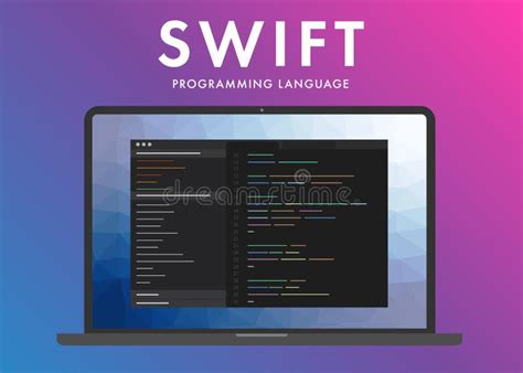 swift programming language development concept coding background colored pixelized text 3d