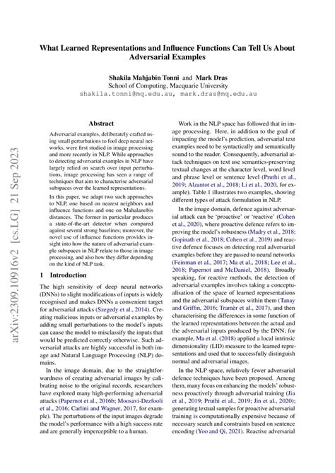 what learned representations and influence functions can tell us about adversarial examples deepai