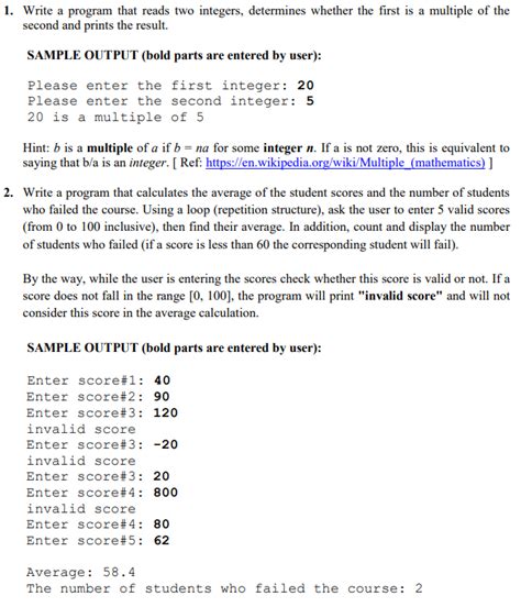 solved 1 write a program that reads two integers