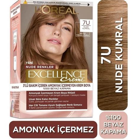 L Oreal Paris Excellence Creme Nude Renkler Saç Boyası 7U Nude Kumral
