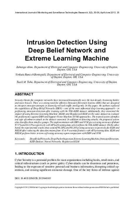 pdf intrusion detection using deep belief network and extreme learning machine zahangir alom