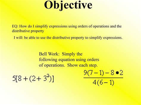 Objective EQ How Do I Simplify Expressions Using Orders Of Operations