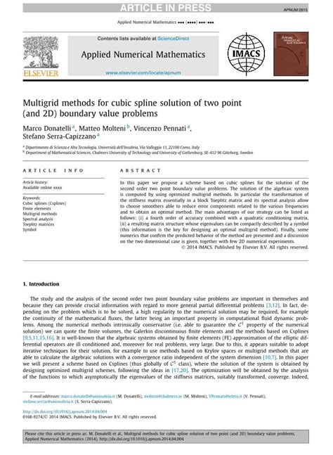 pdf multigrid methods for cubic spline solution of two point and 2d boundary value problems