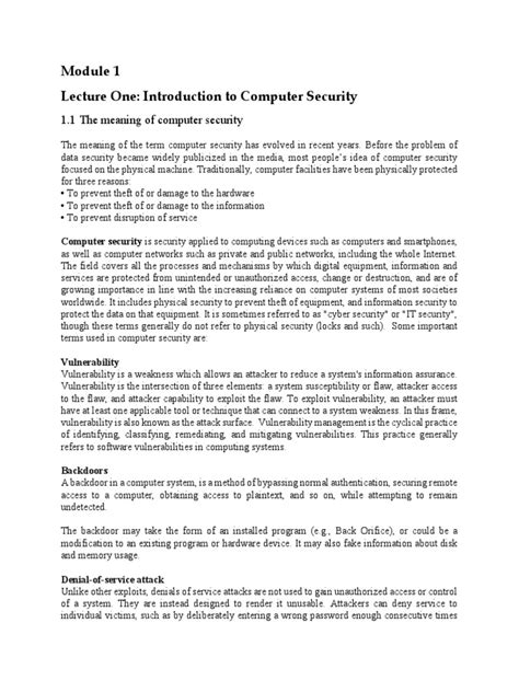 lecture 1 introduction to computer security pdf security computer security
