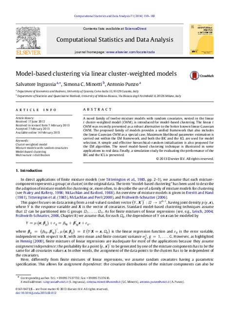 pdf model based clustering via linear cluster weighted models salvatore ingrassia