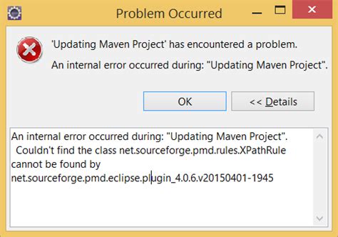 Eclipse How To Fix Internal Error Updating Maven Project For PMD