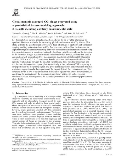 pdf global monthly averaged co2 fluxes recovered using a geostatistical inverse modeling approach