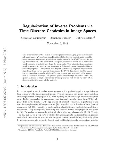 pdf regularization of inverse problems via time discrete geodesics in image spaces