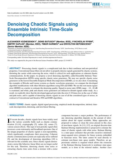 pdf denoising chaotic signals using ensemble intrinsic time scale decomposition