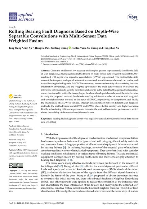 pdf rolling bearing fault diagnosis based on depth wise separable convolutions with multi