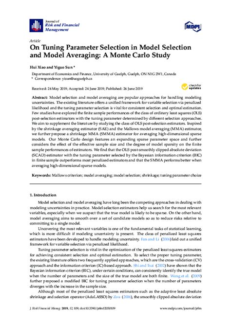 pdf on the tuning parameter selection in model selection and model averaging a monte carlo