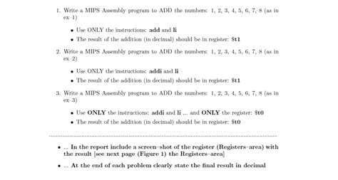 solved 1 write a mips assembly program to add the numbers