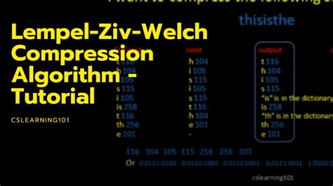 lempel ziv welch compression algorithm tutorial youtube