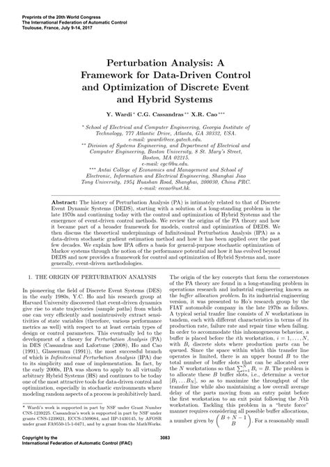 pdf perturbation analysis a framework for data driven control and optimization of discrete