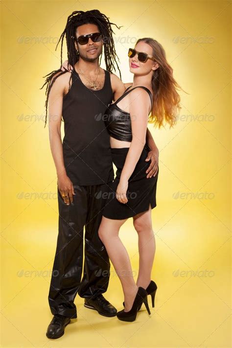 Cute Young Mixed Couple Against Yellow Shirtless African Afro Afro American Attracted