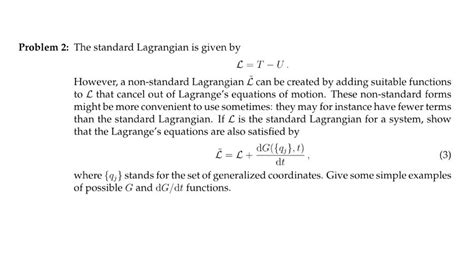 the standard lagrangian is given by l t u