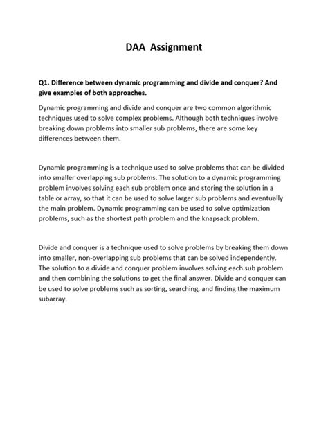 daa assignment pdf dynamic programming time complexity
