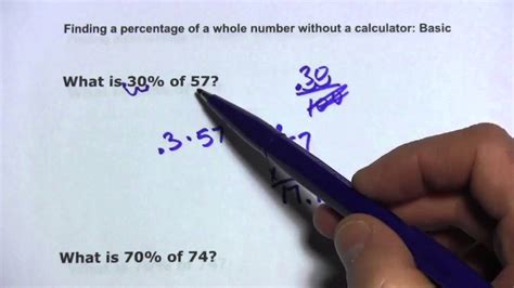 finding a percentage of a whole number without a calculator youtube