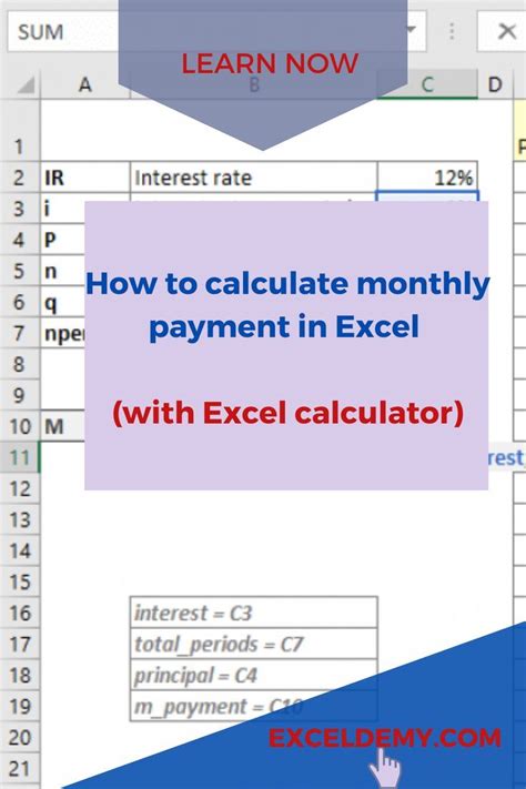 how to calculate monthly payment in excel with excel calculator excel payment monthly payments