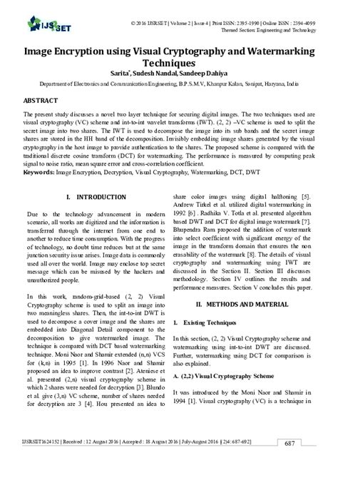 pdf image encryption using visual cryptography and watermarking techniques international