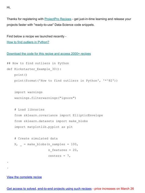 Projectpro Machine Learning Code Recipe How To Find Outliers In
