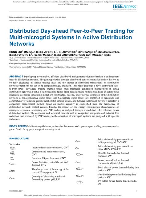 pdf distributed day ahead peer to peer trading for multi microgrid systems in active
