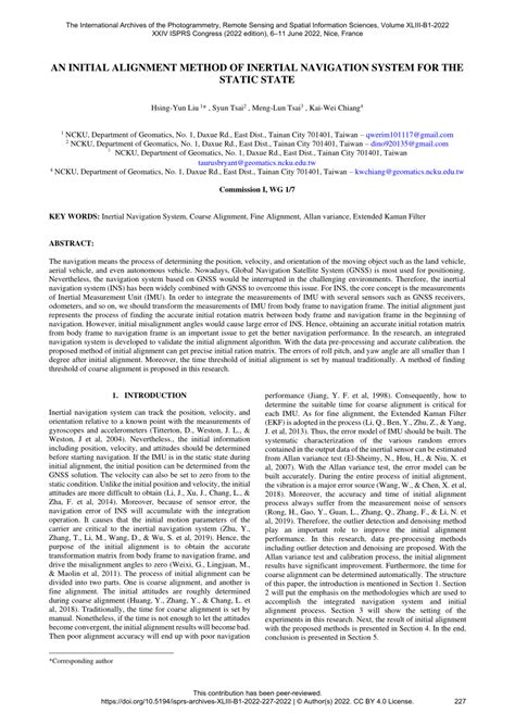 pdf an initial alignment method of inertial navigation system for the static state