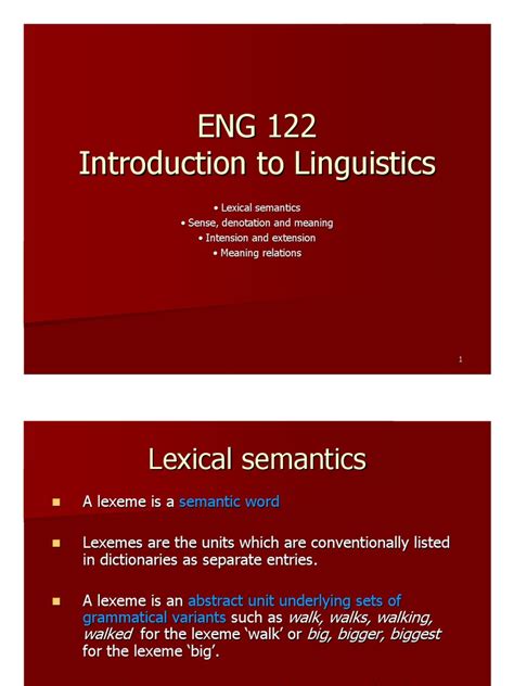 eng 122 introduction to linguistics pdf semantics lexicology