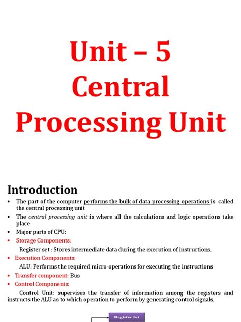 coa unit 5 pdf central processing unit computer science