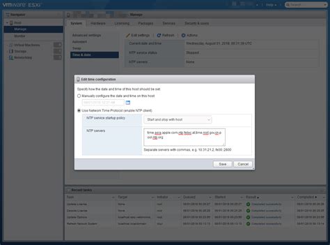 How To Configure Esxi 65 Network Time Protocol Ntp Via