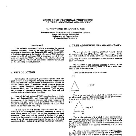 some computational properties of tree adjoining grammars acl anthology