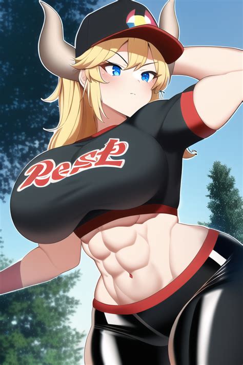 Rule 34 1girls Abs Ai Generated Baseball Baseball Cap Baseball Uniform Bowsette Female Female