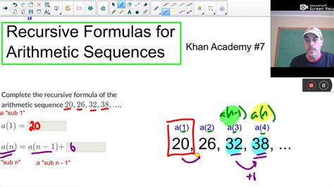 khan academy 7 recursive formulas for arithmetic sequences youtube
