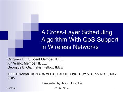 ppt a cross layer scheduling algorithm with qos support in wireless networks powerpoint