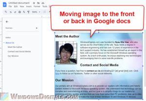How To Move An Image To The Front Or Back In Google Docs