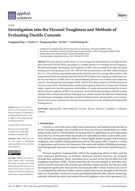 pdf investigation into the flexural toughness and methods of evaluating ductile concrete