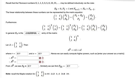 solved recall that the fibonacci numbers 0 1 1 2 3 5 8 13 21 may be defined inductively via