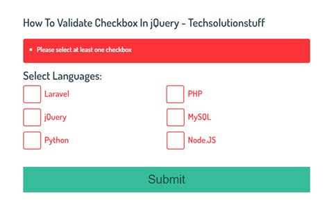 how to validate checkbox in jquery