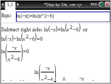 logarithms step by step using the tinspire cx cas stepwise math