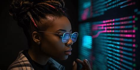 african american black woman coder programmierer mit computer für die codierung des bildschirms