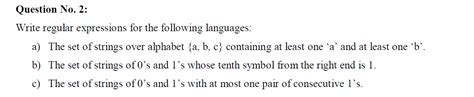 solved question 2 [3] write regular expression re for