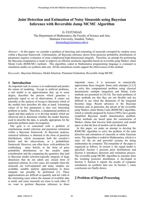 pdf joint detection and estimation of noisy sinusoids using bayesian inference with reversible