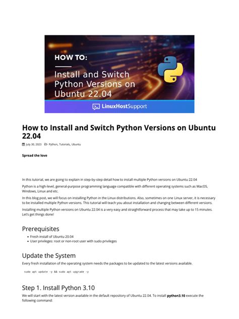 How To Install And Switch Python Versions On Ubuntu 2204 Linuxhostsupport Download Free Pdf