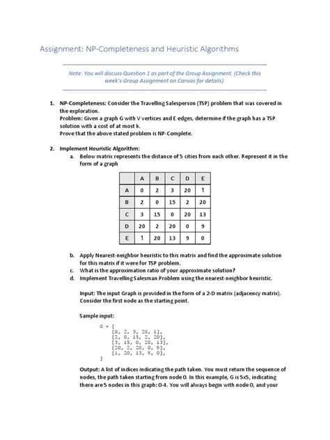 assignment np completeness and heuristic algorithms pdf applied mathematics graph theory
