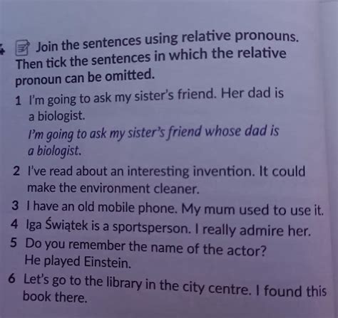 Join The Sentences Using Relative Pronouns Then Tick The Sentences In