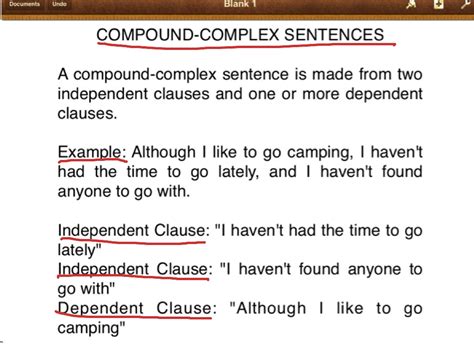 Simple Compound Complex Sentences Chart