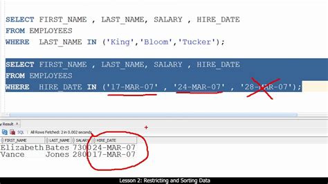 lesson 2 restricting and sorting data youtube