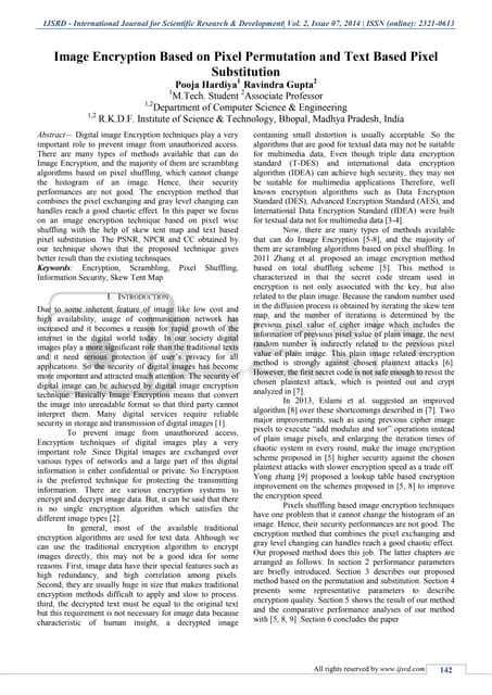 image encryption based on pixel permutation and text based pixel substitution pdf