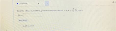 solved find the infinite sum of the geometric sequence with